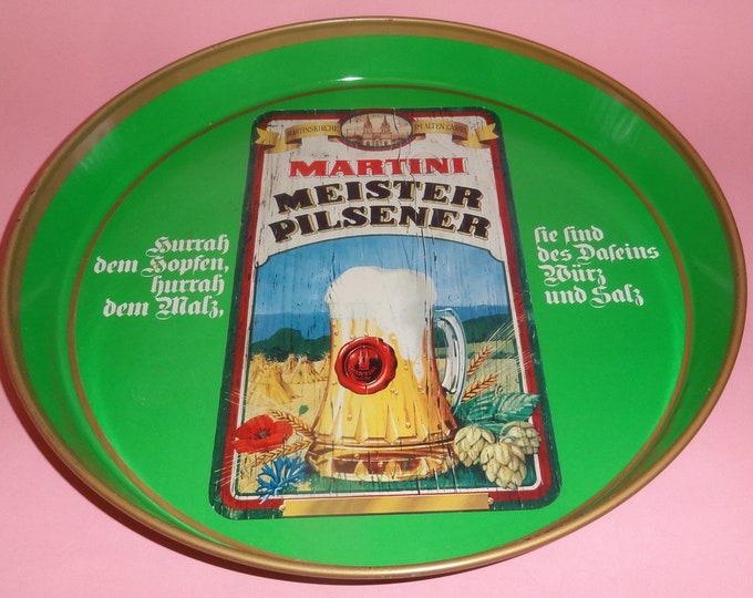 Vtg MEISTER PILSENER BEER by Martini Tin Advertising Serving Tray 1980 ...