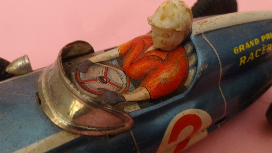 Vtg TOMIYAMA JAPAN Tin Race Toy Car W/ Driver 1970's - Etsy