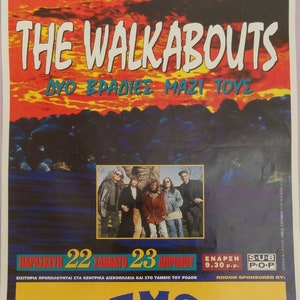 Vtg THE WALKABOUTS Original Poster American Rock Band Live Rodon Athens ...