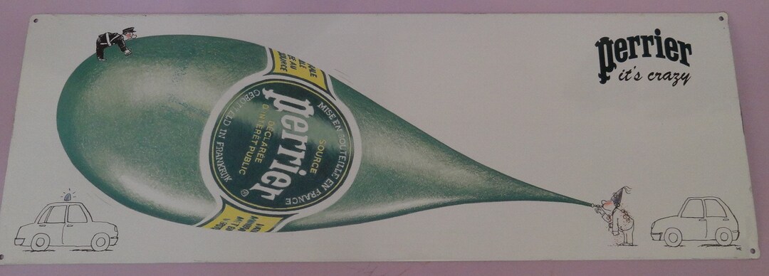 PERRIER WATER TIN Sign, French Perrier Mineral Water Metal Sign, French ...