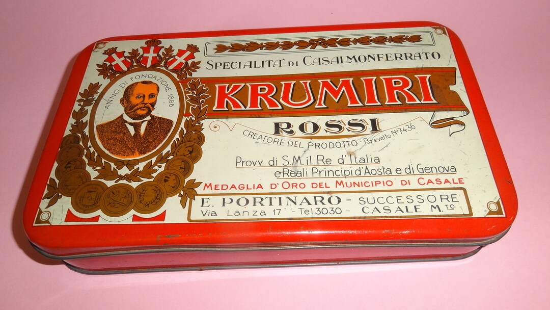 Antique KRUMIRI ROSSI ITALIA Specialita Di Casalmonferatto Tin Litho ...