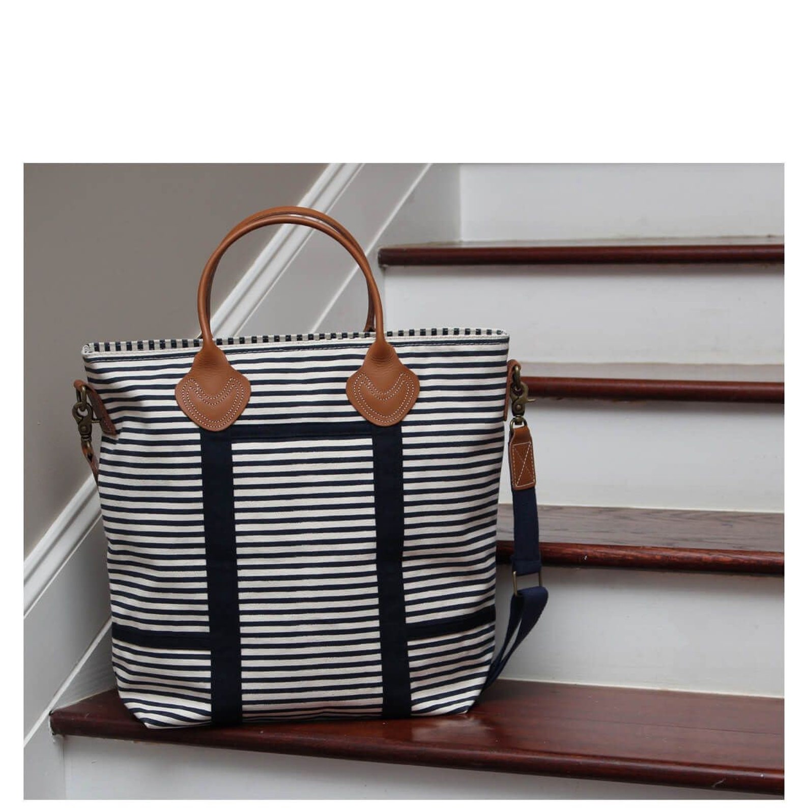 Monogram Navy Stripe Canvas Flight Travel Bag Overnight Bag - Etsy