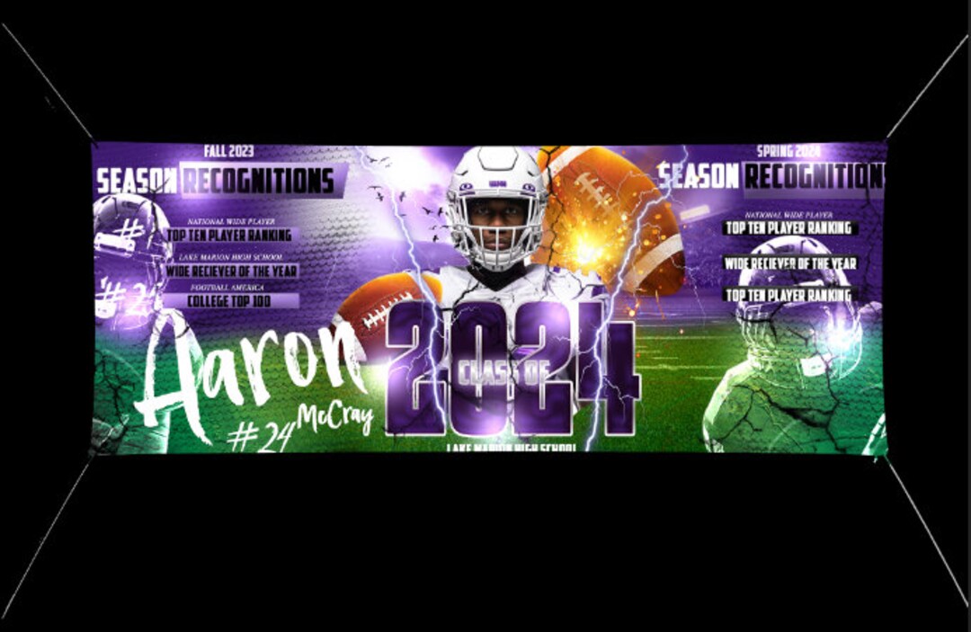 Football Graduation High School Banner, Custom Full Color Printed Vinyl ...