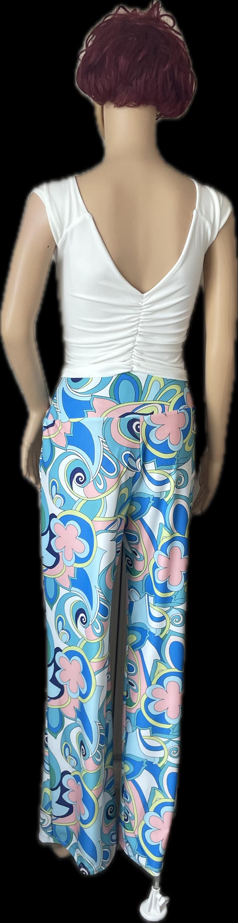 Wide Leg Trousers in Two Fabrics - Etsy