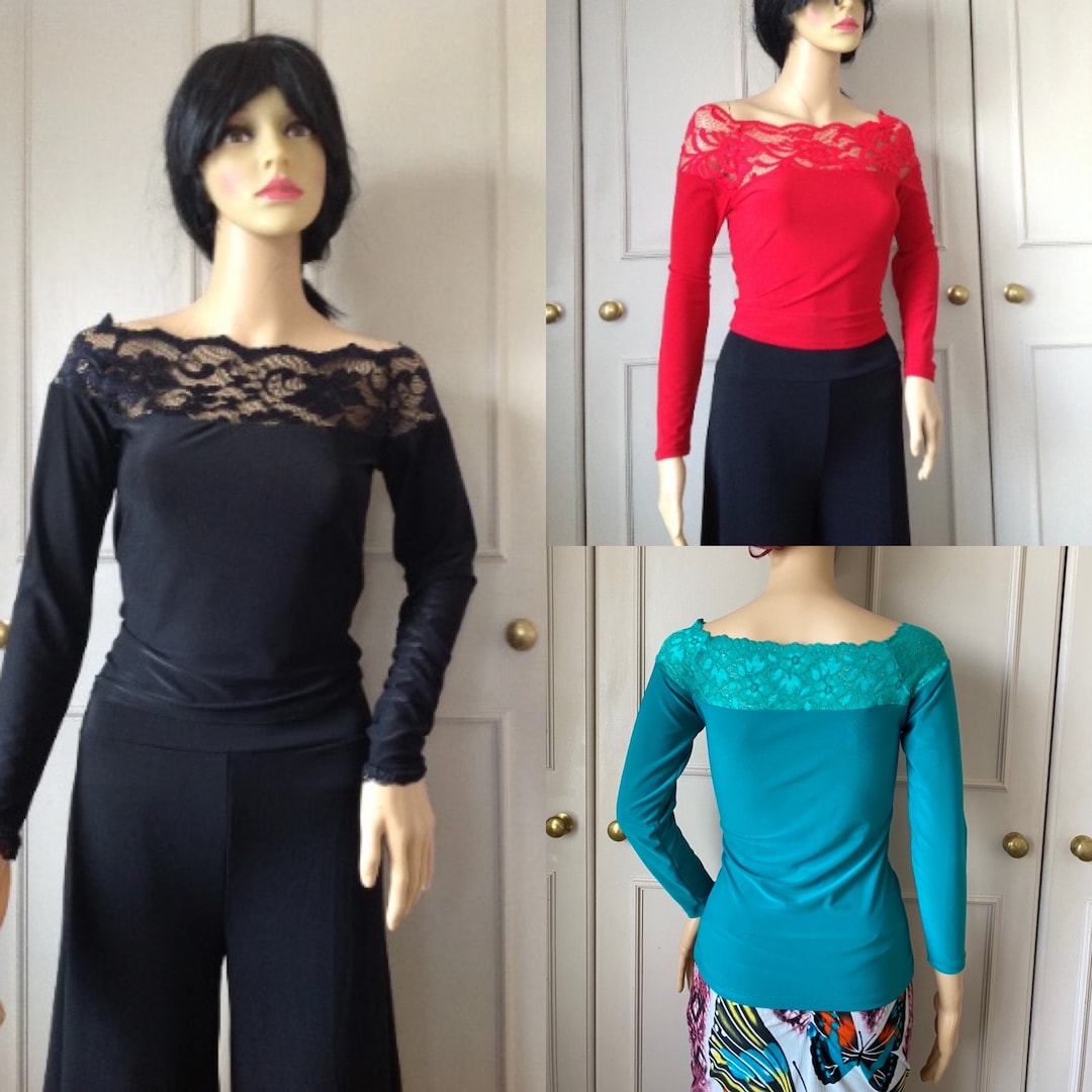 Lace Neck Top in Three Colours and Several Sizes - Etsy
