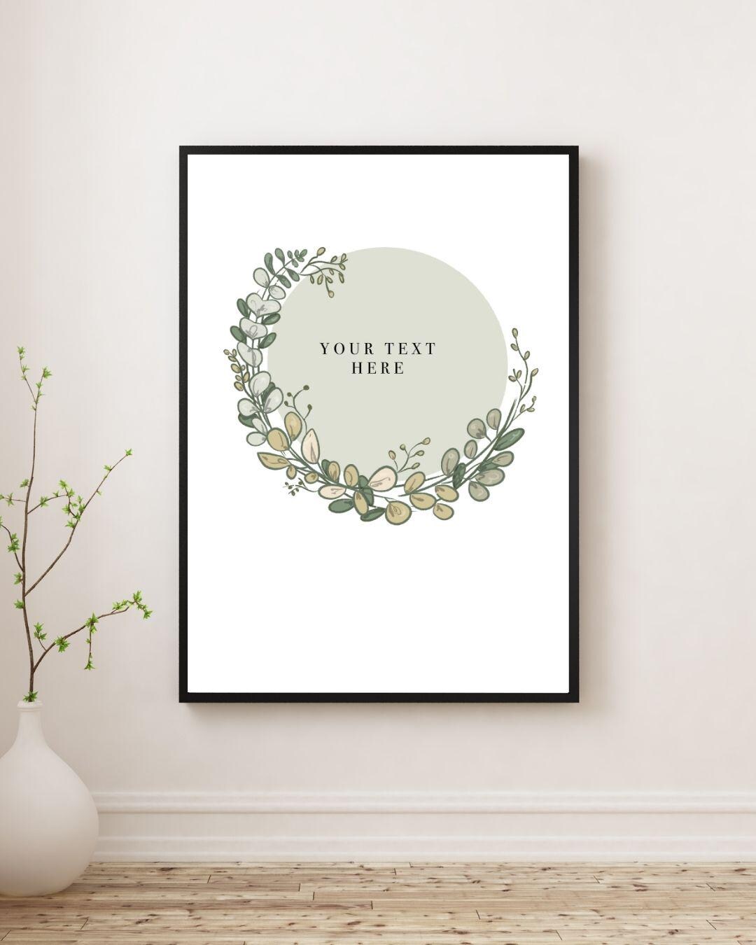 Personalized Wreath Print – Name, Quote, or Date - Etsy