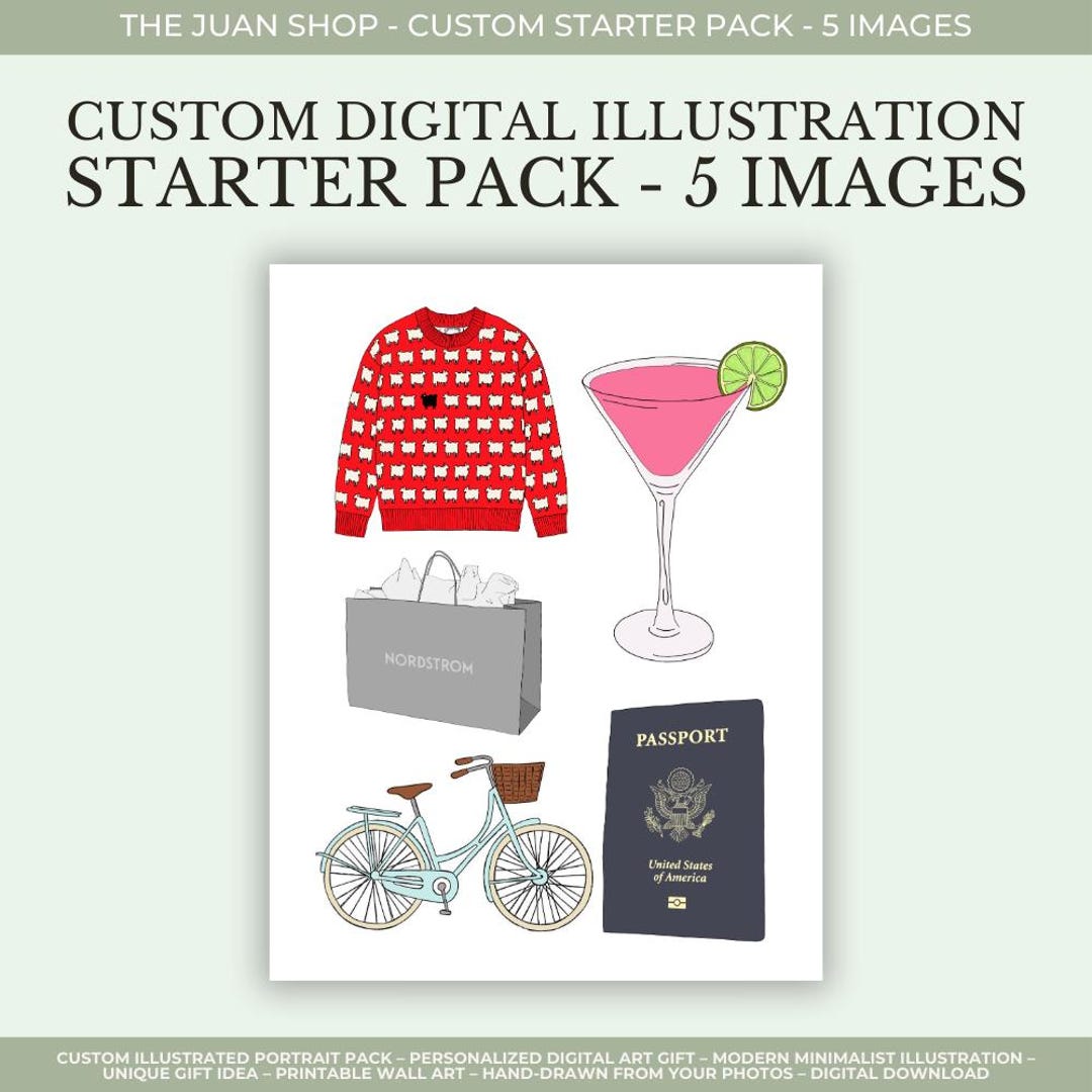 The Starter Pack - Custom Digital Illustrations (5 Images) - Etsy