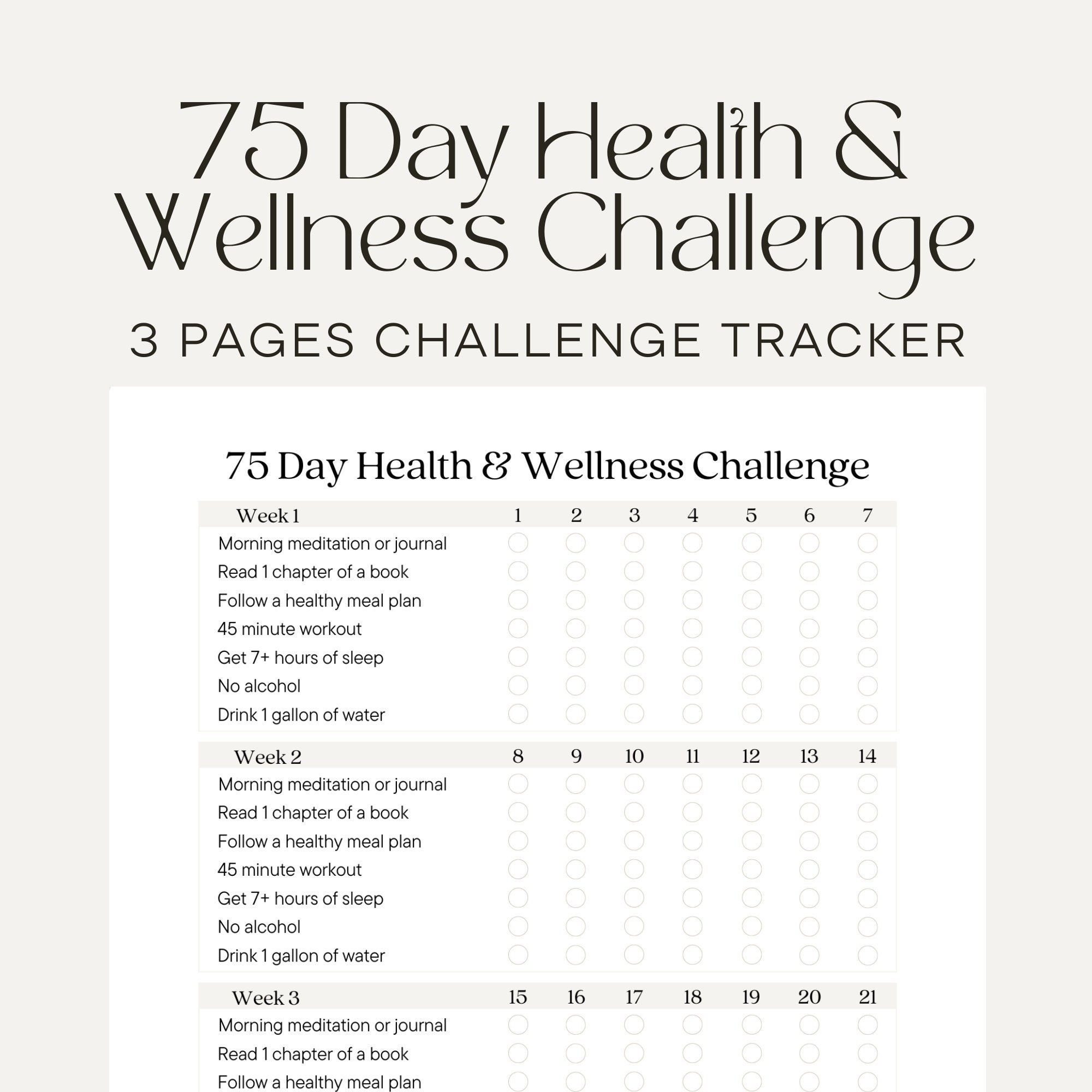 75 Day Health & Wellness Challenge - Etsy