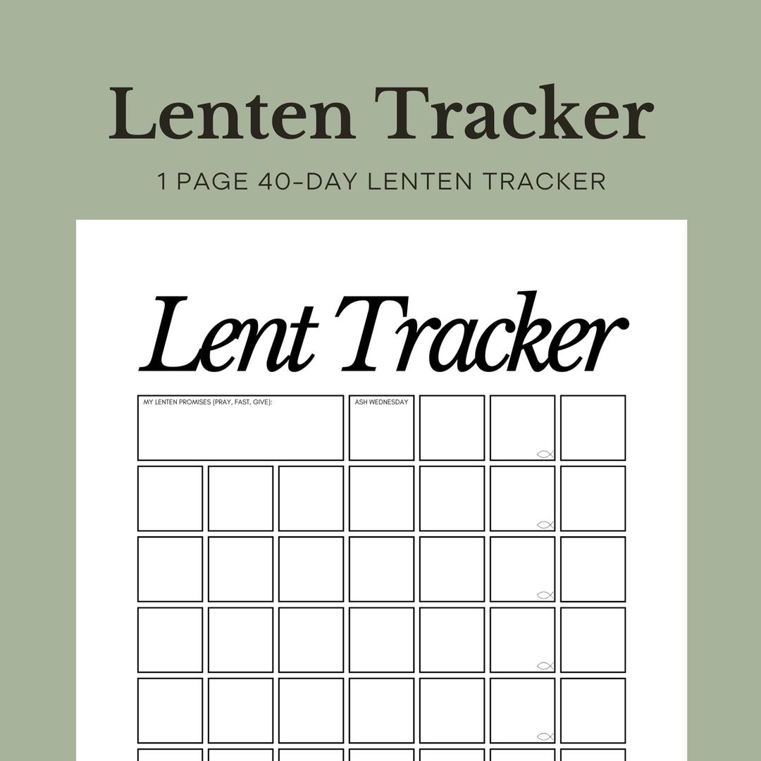Lenten Tracker | 40-day Lent Planner | Printable Lent Journal | Digital ...