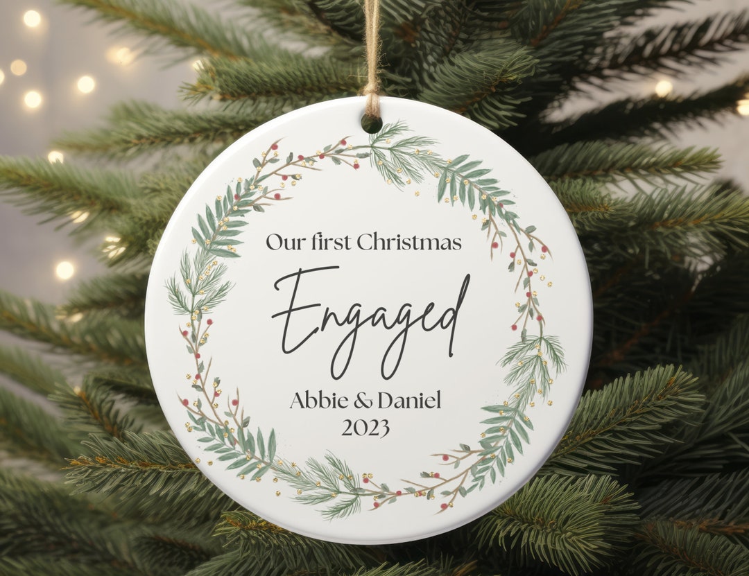 Personalised Engaged Christmas Baubles, Custom Holiday Ornament ...