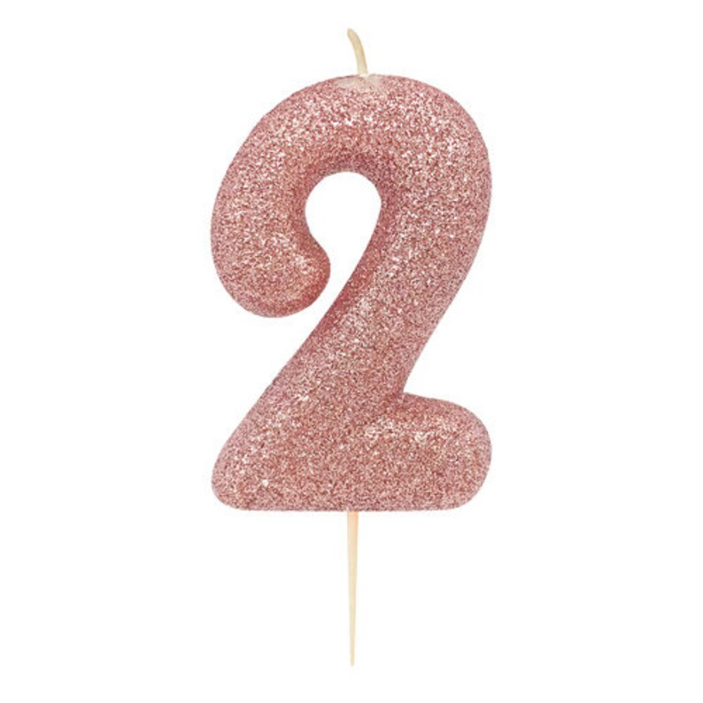 Number 2 Rose Gold Glitter Candle 2nd Birthday Rose Gold - Etsy UK