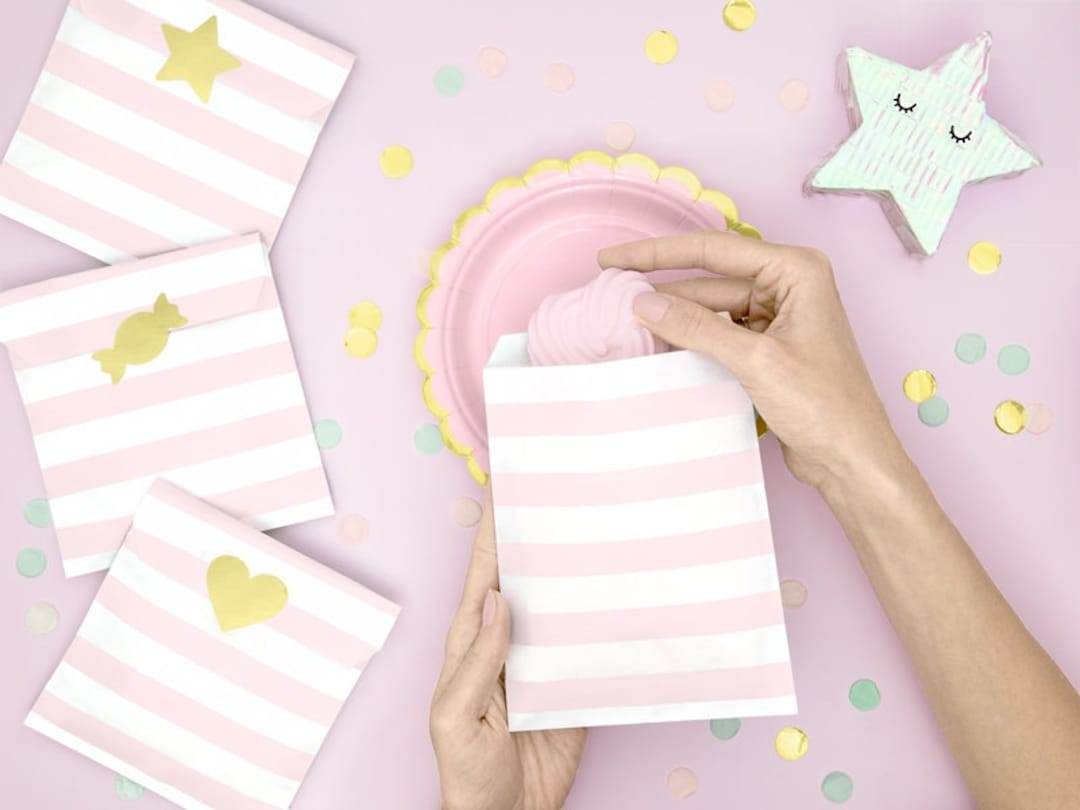 6 Light Pink Party Bags Birthday Party Bags Baby Shower - Etsy
