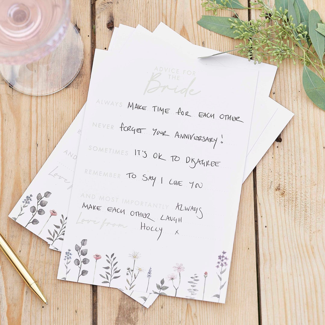 10 Floral Advice for the Bride Cards, Hen Party Games, Bridal Shower ...