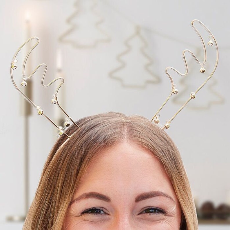Gold Antler Headband Gold Reindeer Metal Headband Christmas Etsy