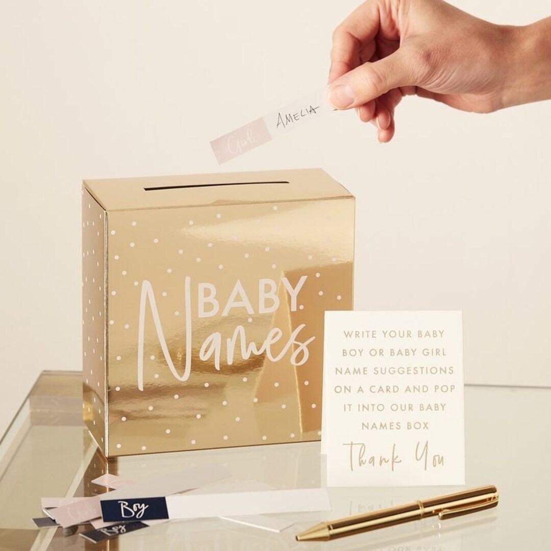 Baby Shower Name Prediction Cards, Gold Baby Shower Game, Baby Shower ...