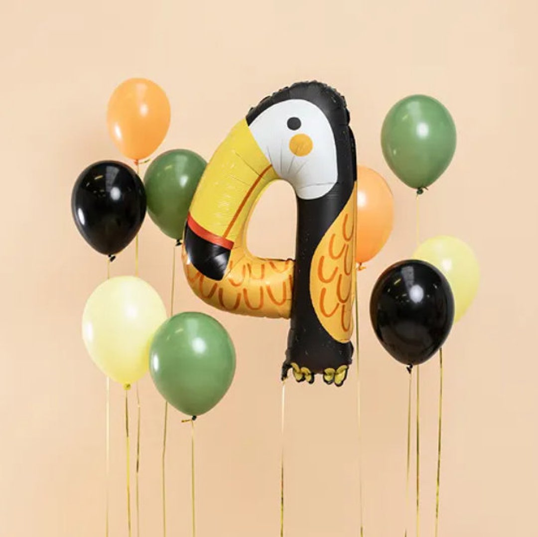 32 Toucan Number 4 Balloon, Animal Birthday Party Balloons, Safari ...