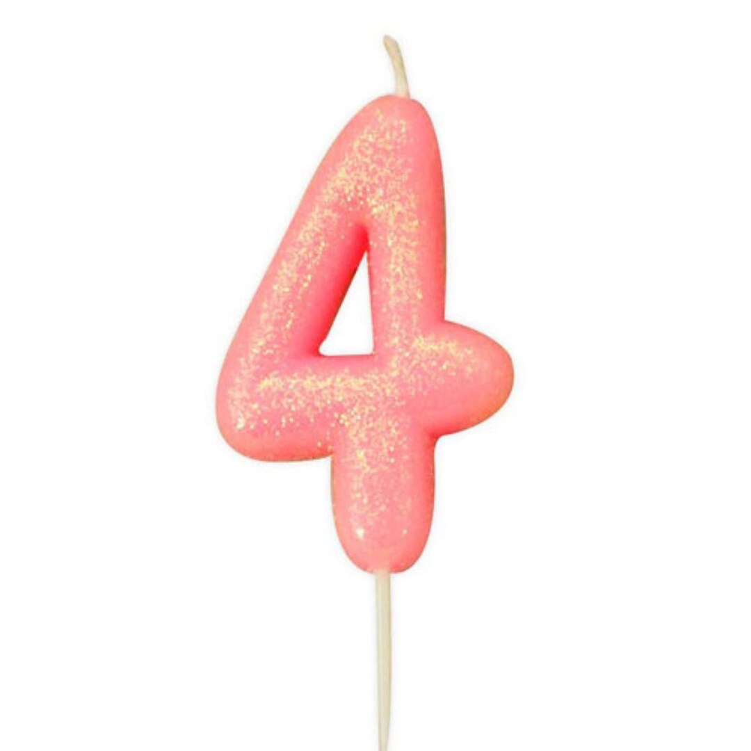 Number 4 Pink Glitter Candle, Pink Birthday Candles, Birthday Cake ...