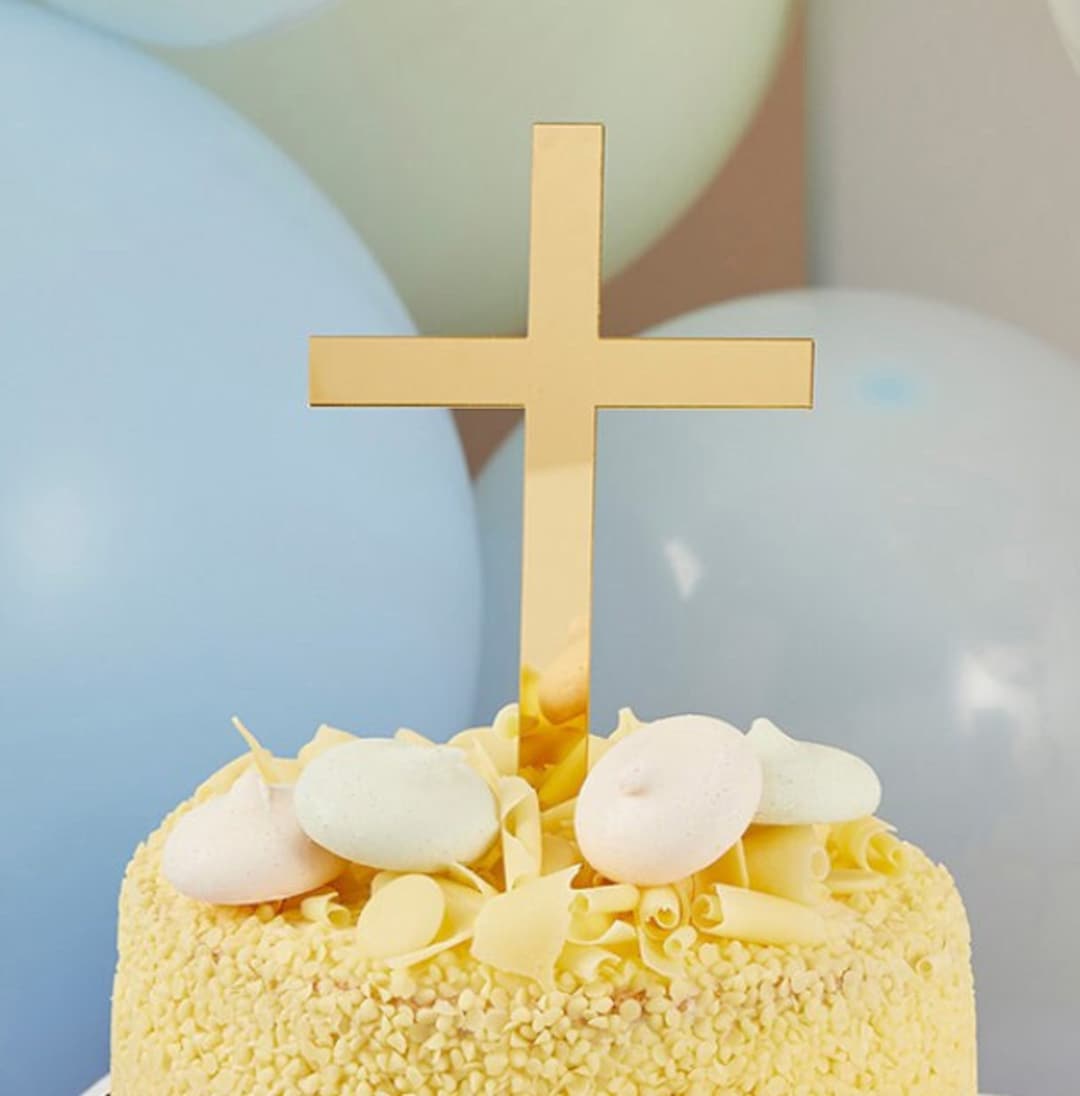 Gold Acrylic Cross Cake Topper Christening Party Decorations - Etsy