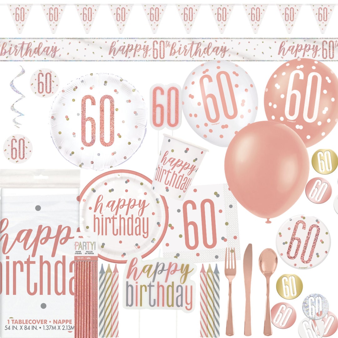 Rose Gold 60th Birthday Decorations, Sixtieth Birthday Decorations ...