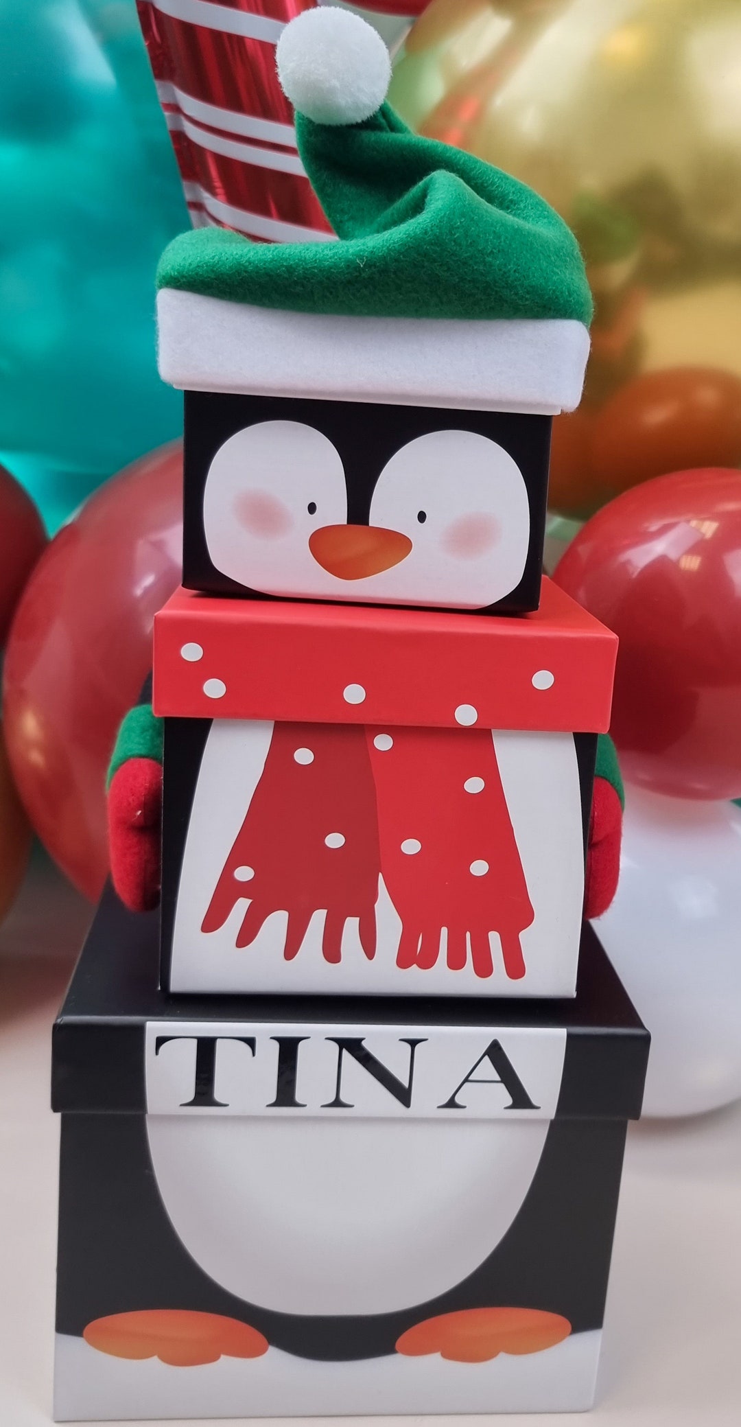 Personalised Christmas Gift Boxes Penguin, Custom Christmas Gift Boxes ...