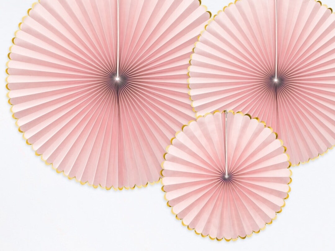 3 Light Pink Party Fans, Birthday Party Decorations, Wedding Party Fans ...