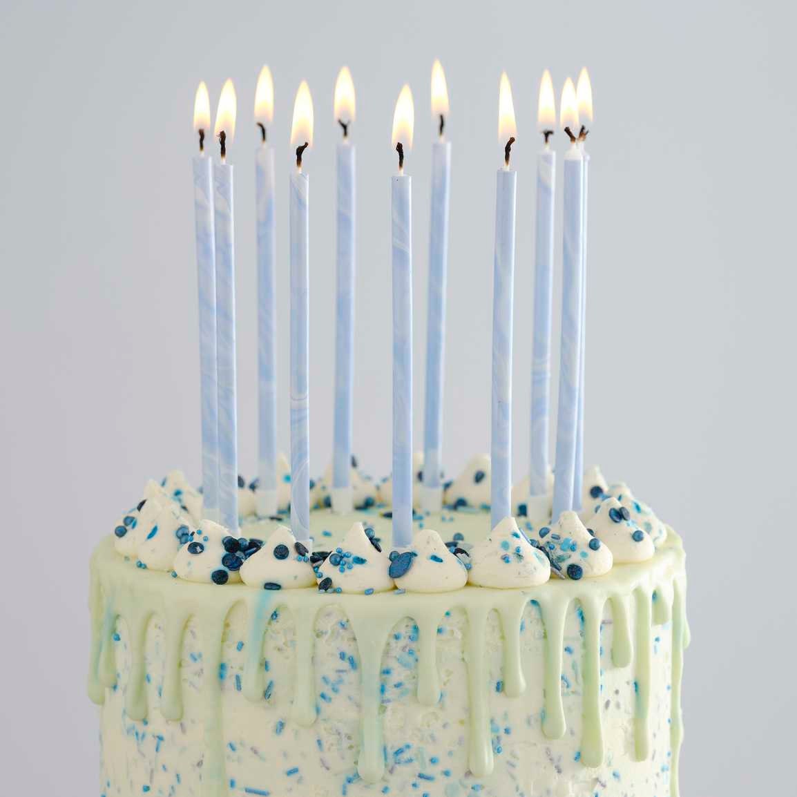 Blue Birthday Cake With Candles