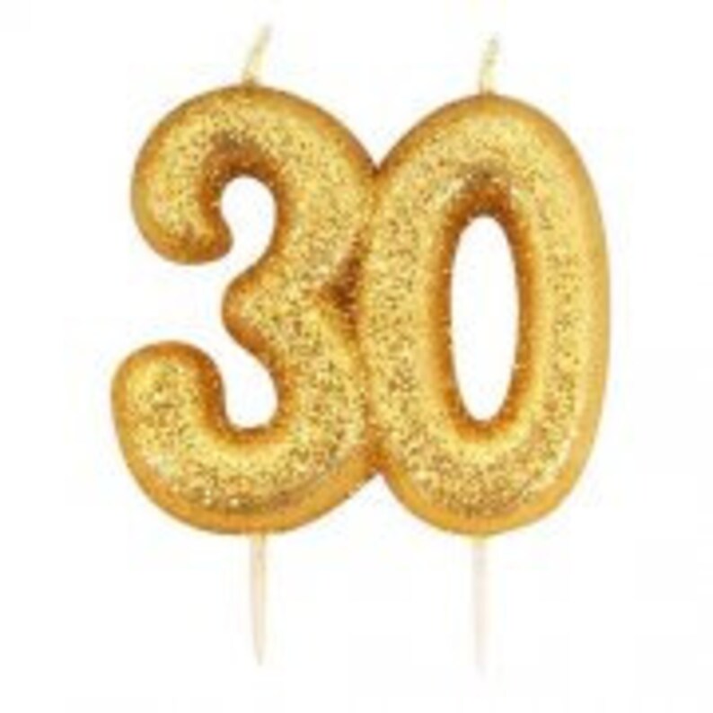 Number 30 Gold Glitter Candle 30th Birthday Gold Candle - Etsy UK
