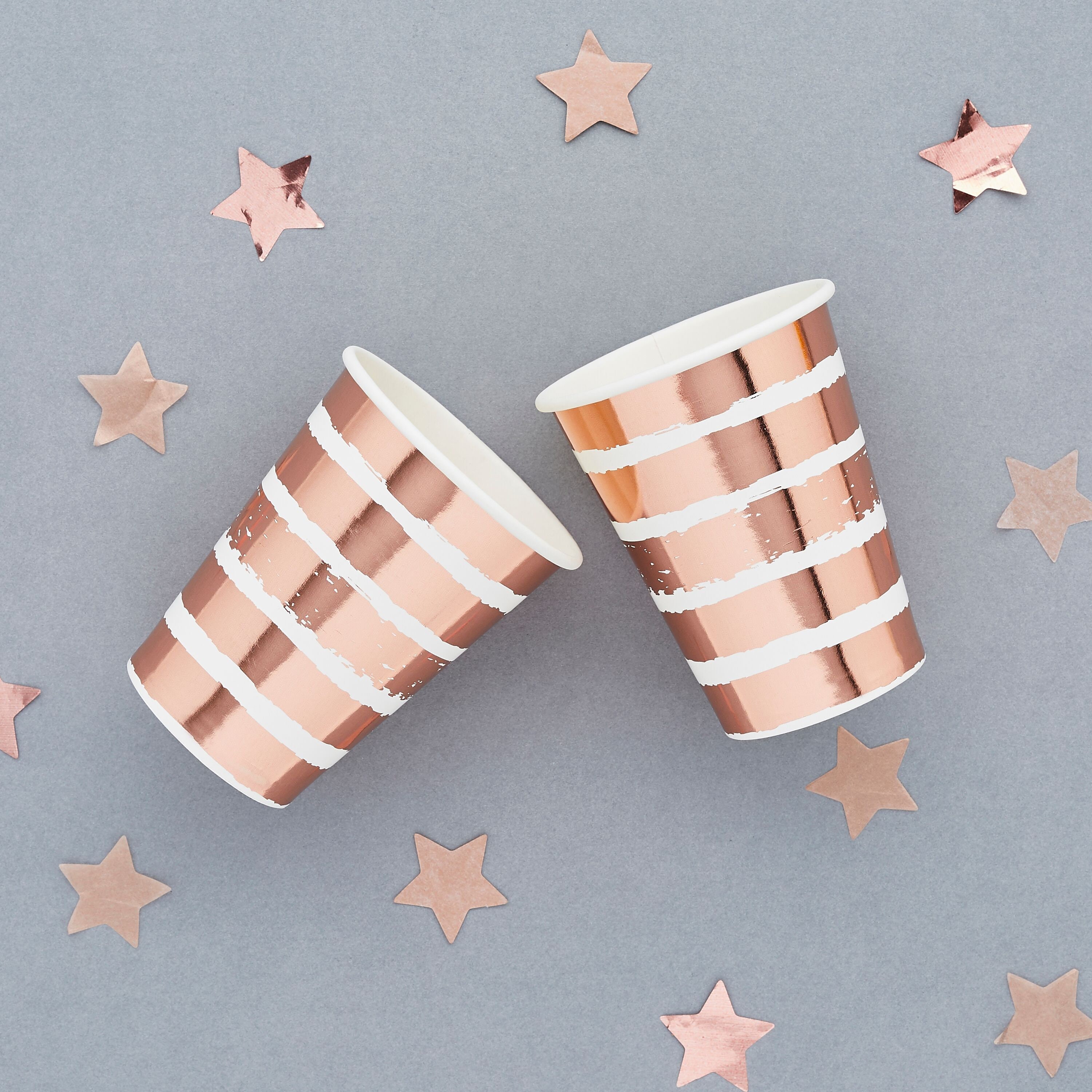 10 Rose Gold Stripe Party Cups Rose Gold Wedding Cups Rose - Etsy