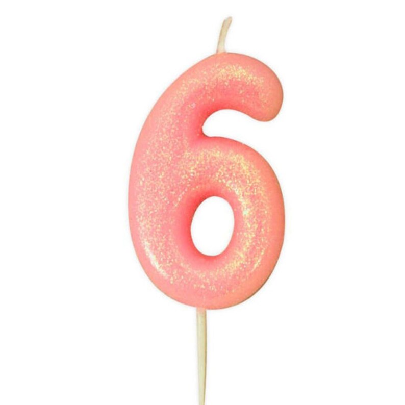 Number 6 Pink Glitter Candle Pink Birthday Candles Birthday - Etsy