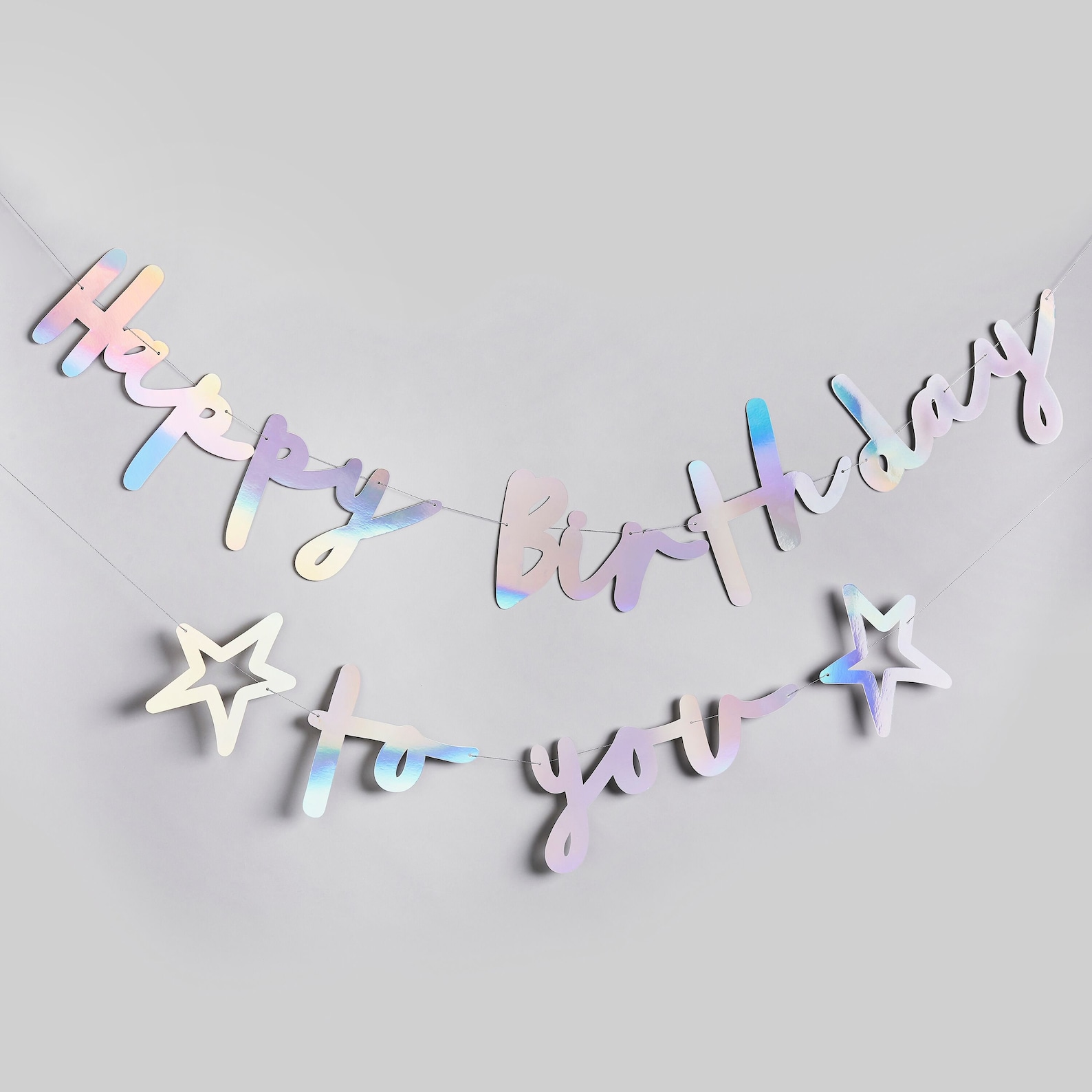 Iridescent Silver Happy Birthday Banner Silver Birthday - Etsy