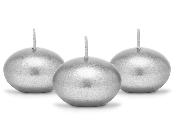 3 Silver Floating Candles Silver Wedding Candle Silver - Etsy