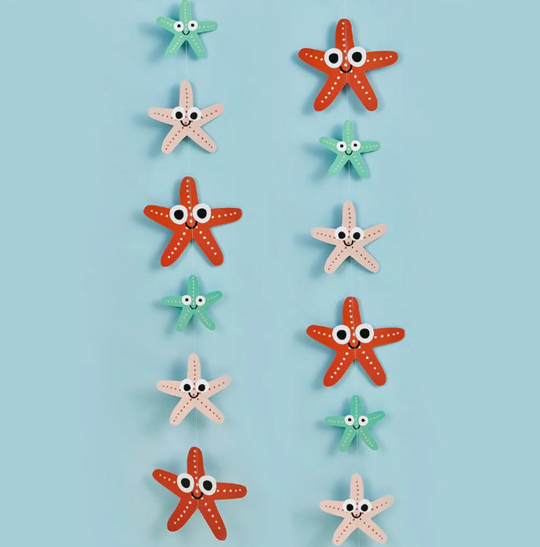 Hanging Starfish Party Backdrop, Mermaid Birthday Party Decorations ...