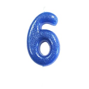 Number 6 Blue Glitter Candle Blue Birthday Candles Birthday - Etsy UK