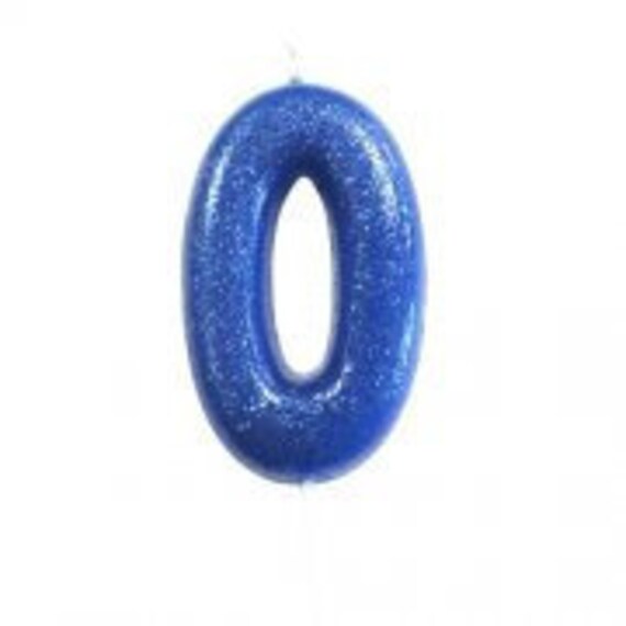 Number 0 Blue Glitter Candle Blue Birthday Candles Birthday | Etsy