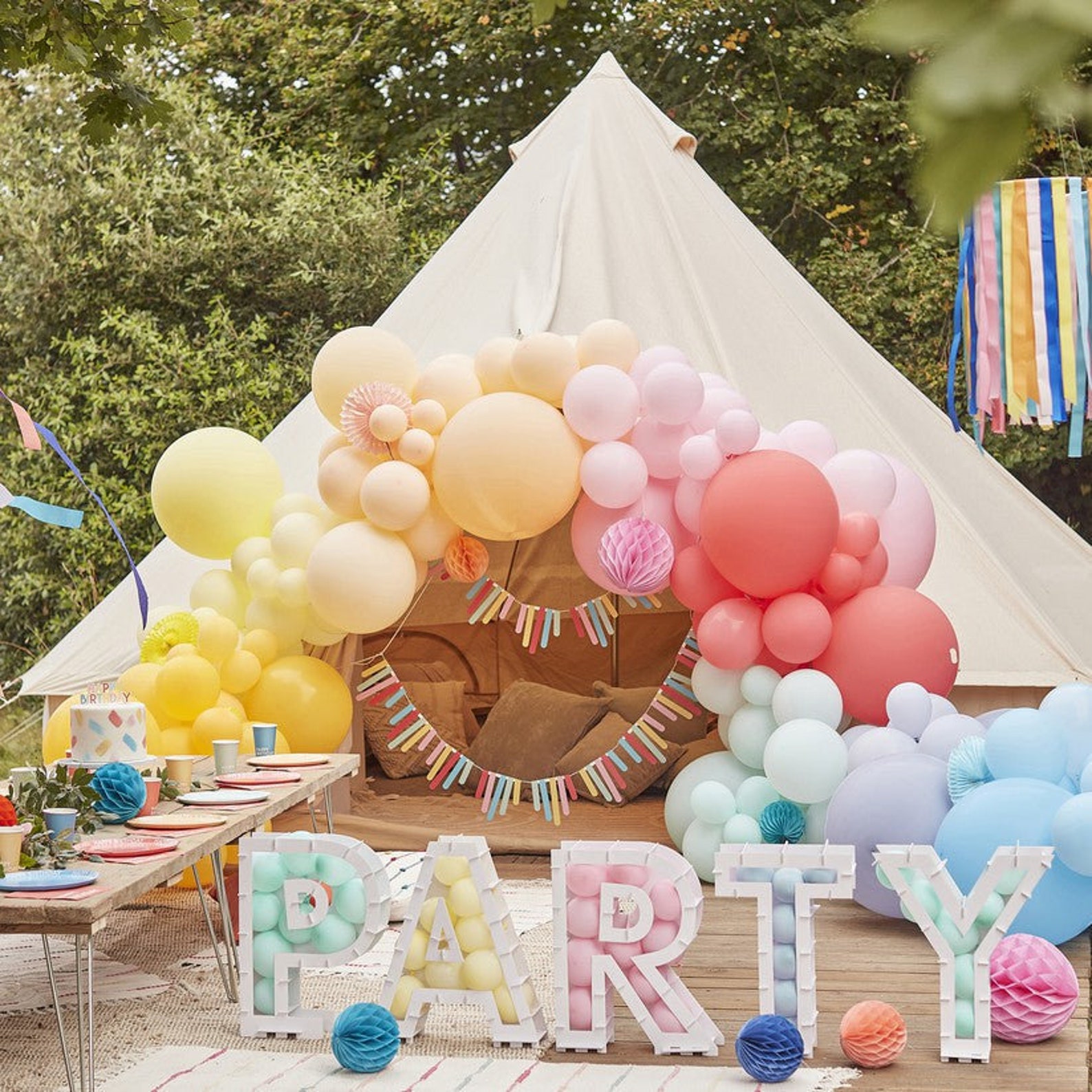 Rainbow Cloud Party Backdrop Balloon Decorations Birthday | Etsy
