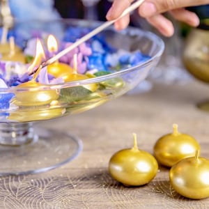 3 Gold Floating Candles, Gold Wedding Candle, Gold Decorations, Table ...