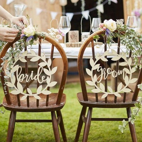 Rustic Bride and Groom Chair Sign Wedding Chair Signs Wood - Etsy