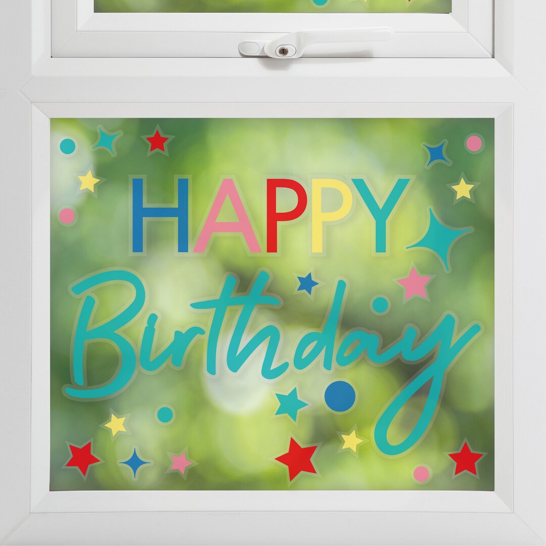 Happy Birthday Rainbow Window Stickers Party Decorations - Etsy