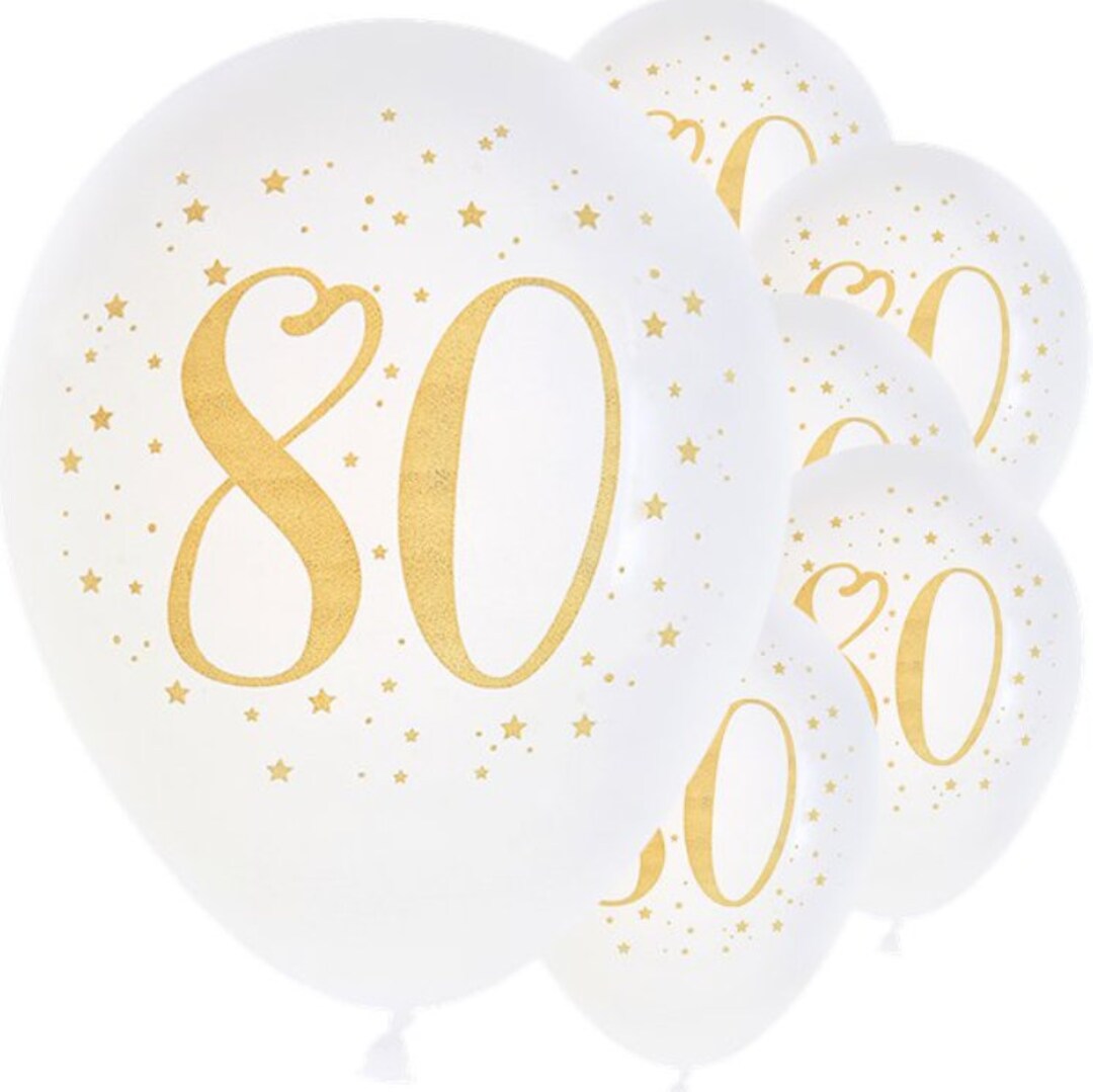 Gold 80th Birthday Balloons, Eightieth Birthday Balloon, 80th Birthday ...