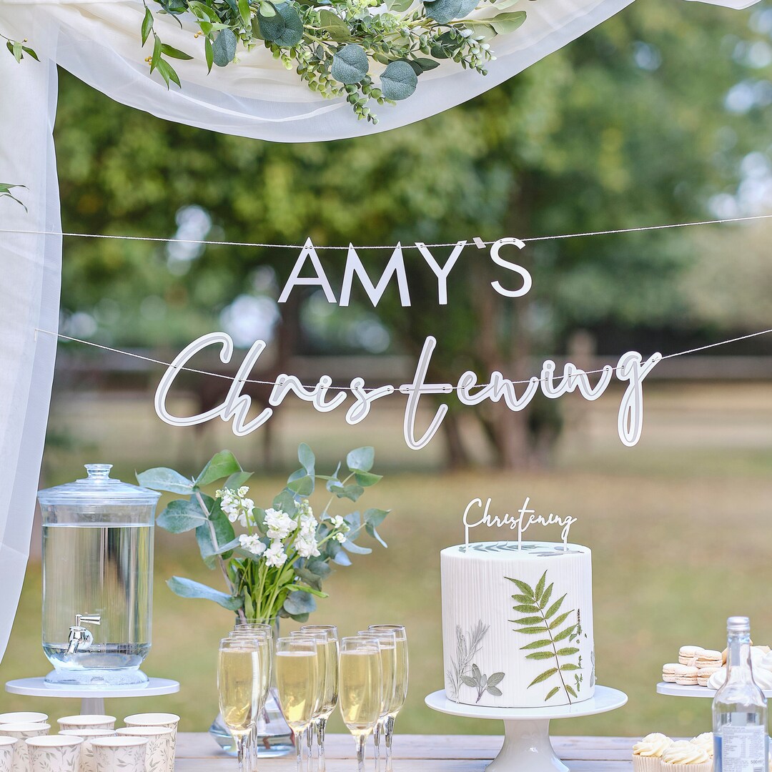 Custom Christening Bunting, Baby Christening Party Decorations ...