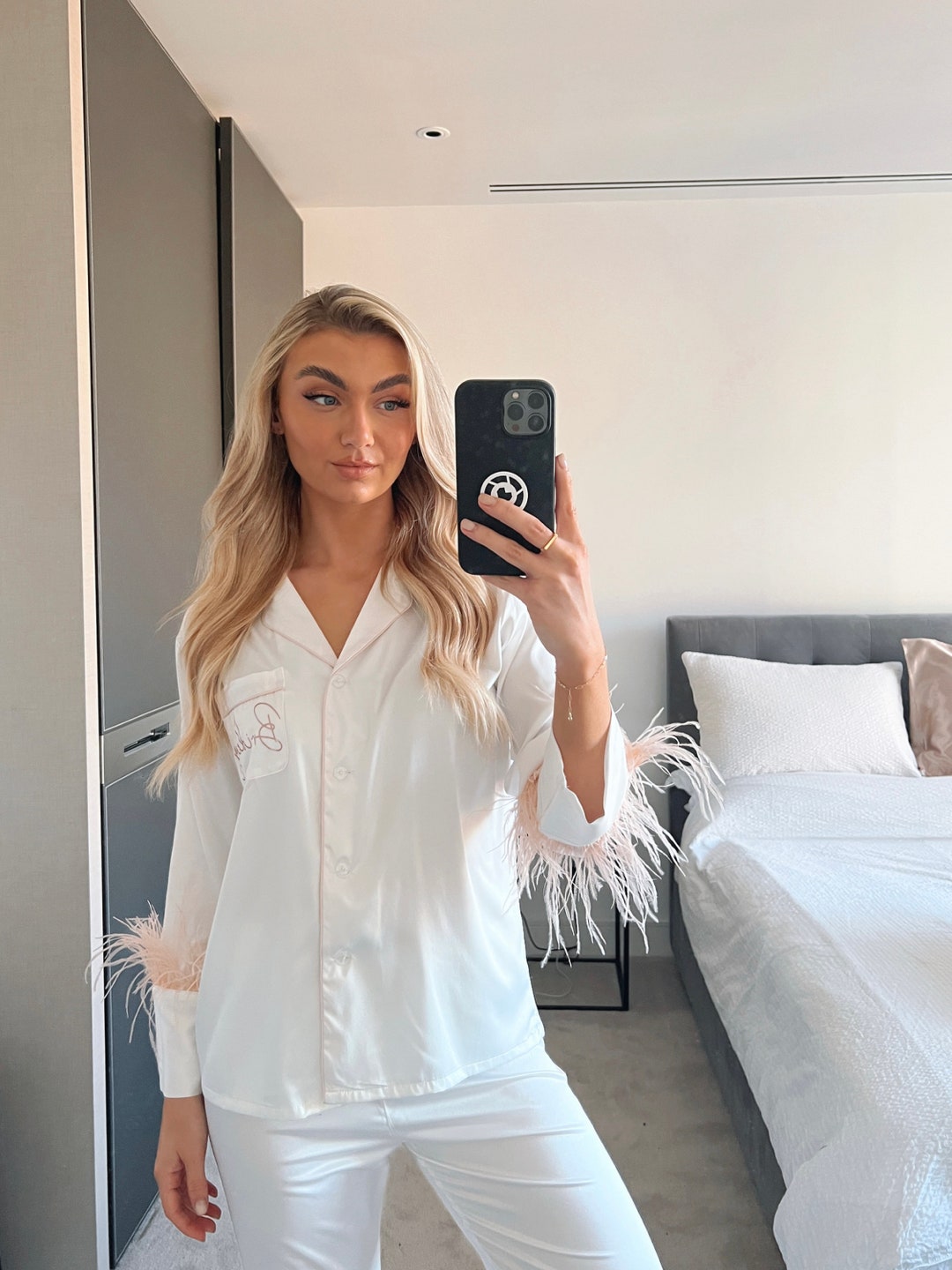 Personalised White Feather Pyjamas Birthday Gift Pajamas - Etsy