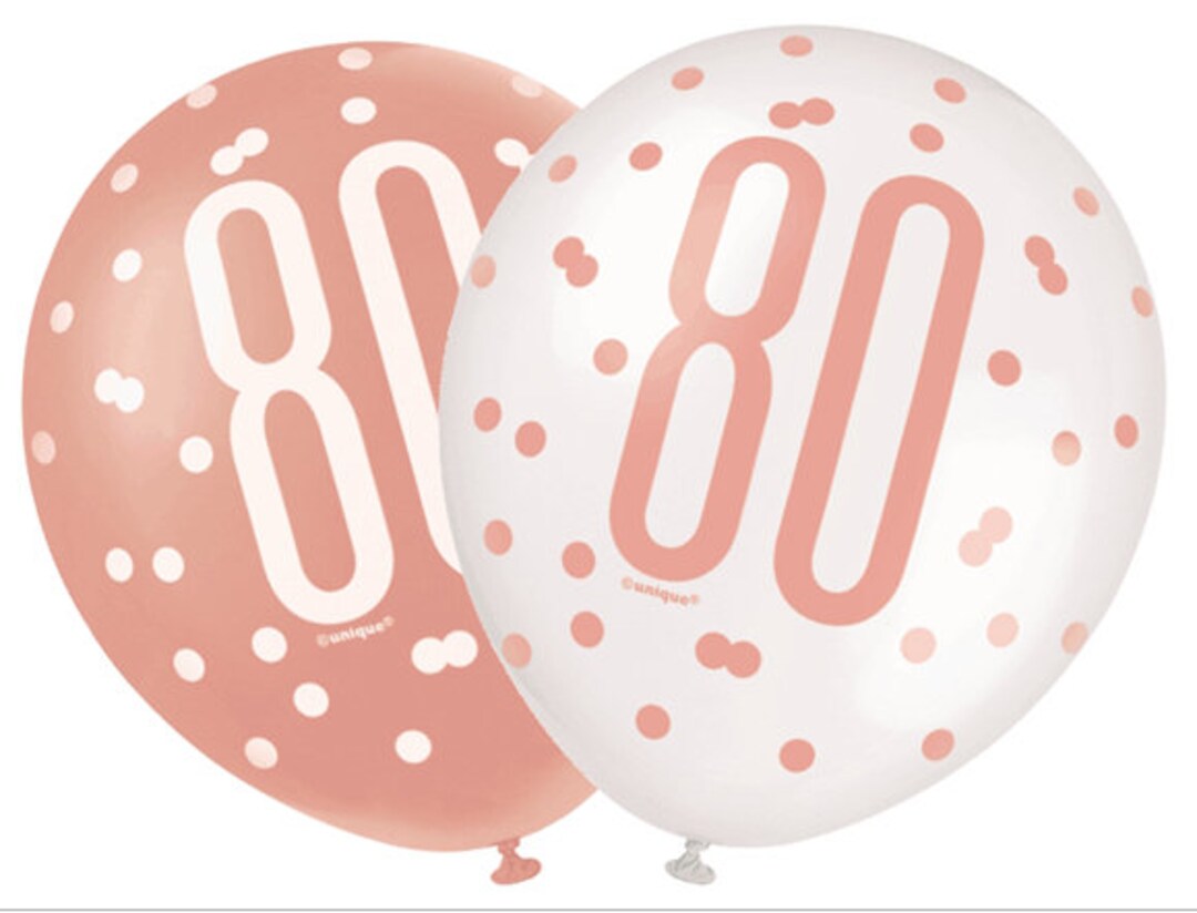 6 Rose Gold 80th Birthday Balloon Eightieth Birthday - Etsy