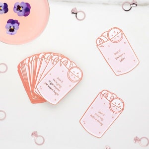 Pink Rose Gold Hen Party Drinking Game, Blush Rose Gold Bachelorette ...