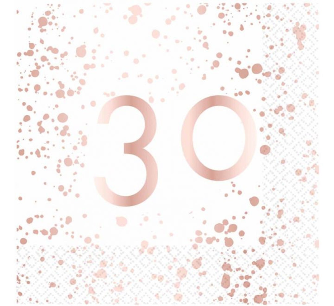 16 Rose Gold 30th Birthday Napkins, Thirtieth Birthday Party Napkins ...