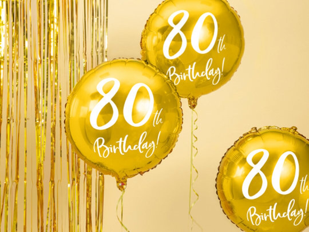 Gold 80th Birthday Balloon Eightieth Birthday Balloon 80th Birthday