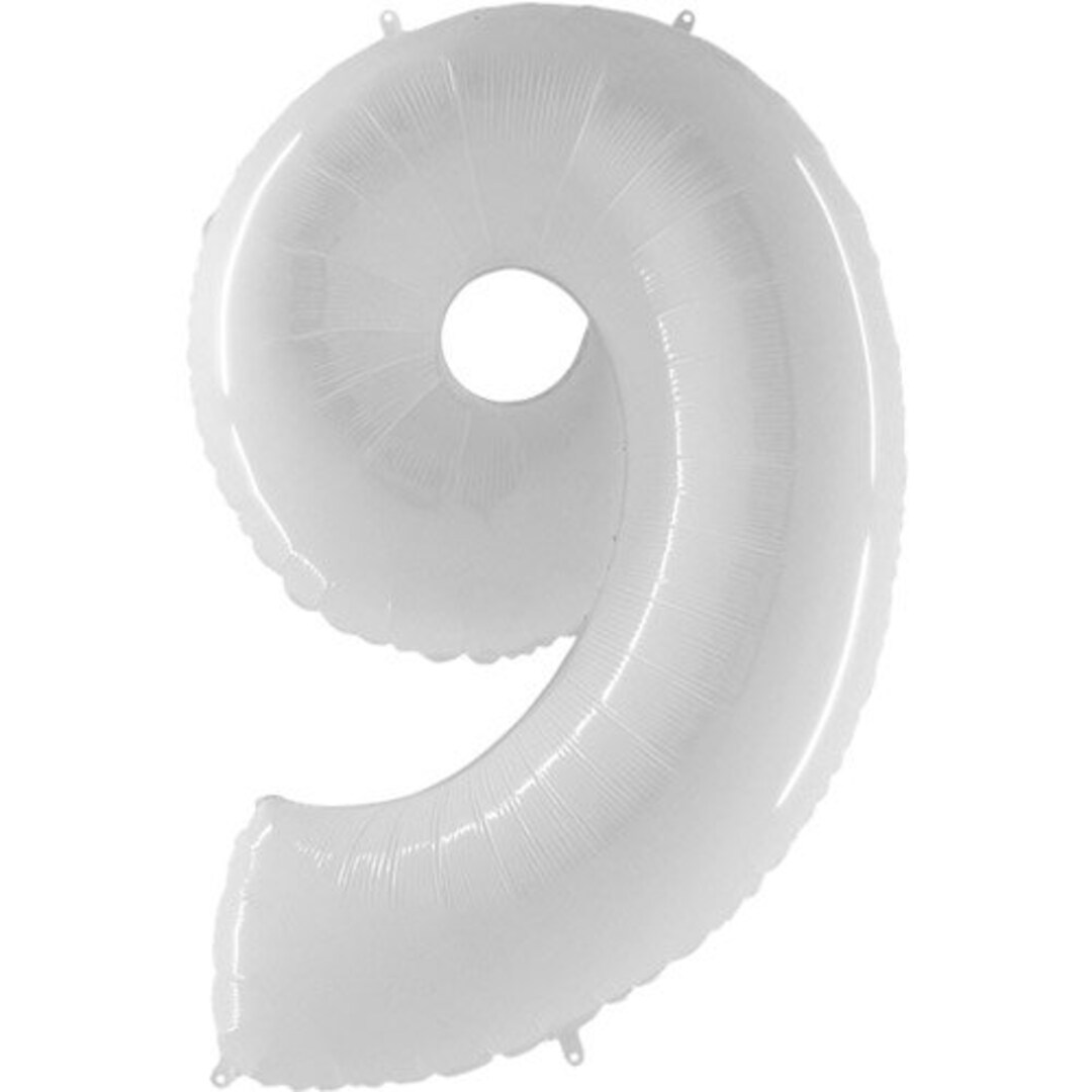 40 Inch Shiny White Number 9 Fluo Balloon Birthday Party - Etsy