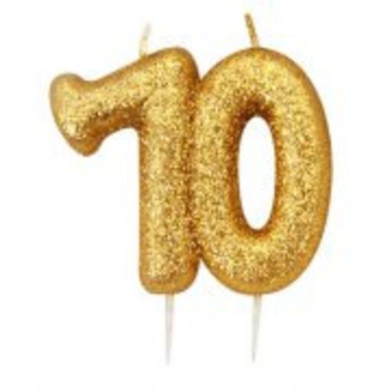 Number 70 Gold Glitter Candle 70th Birthday Gold Candle - Etsy UK