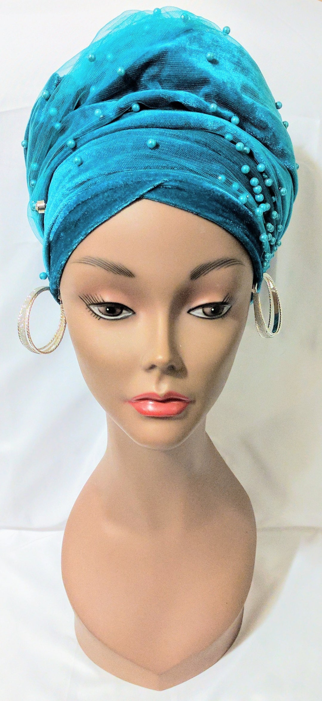 Double-handed Lacey Beaded Turban - Etsy