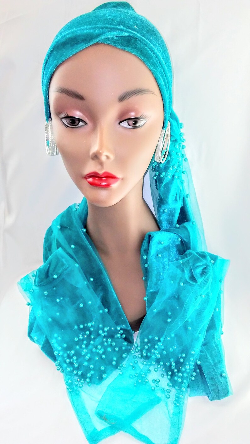 Double-handed Lacey Beaded Turban - Etsy