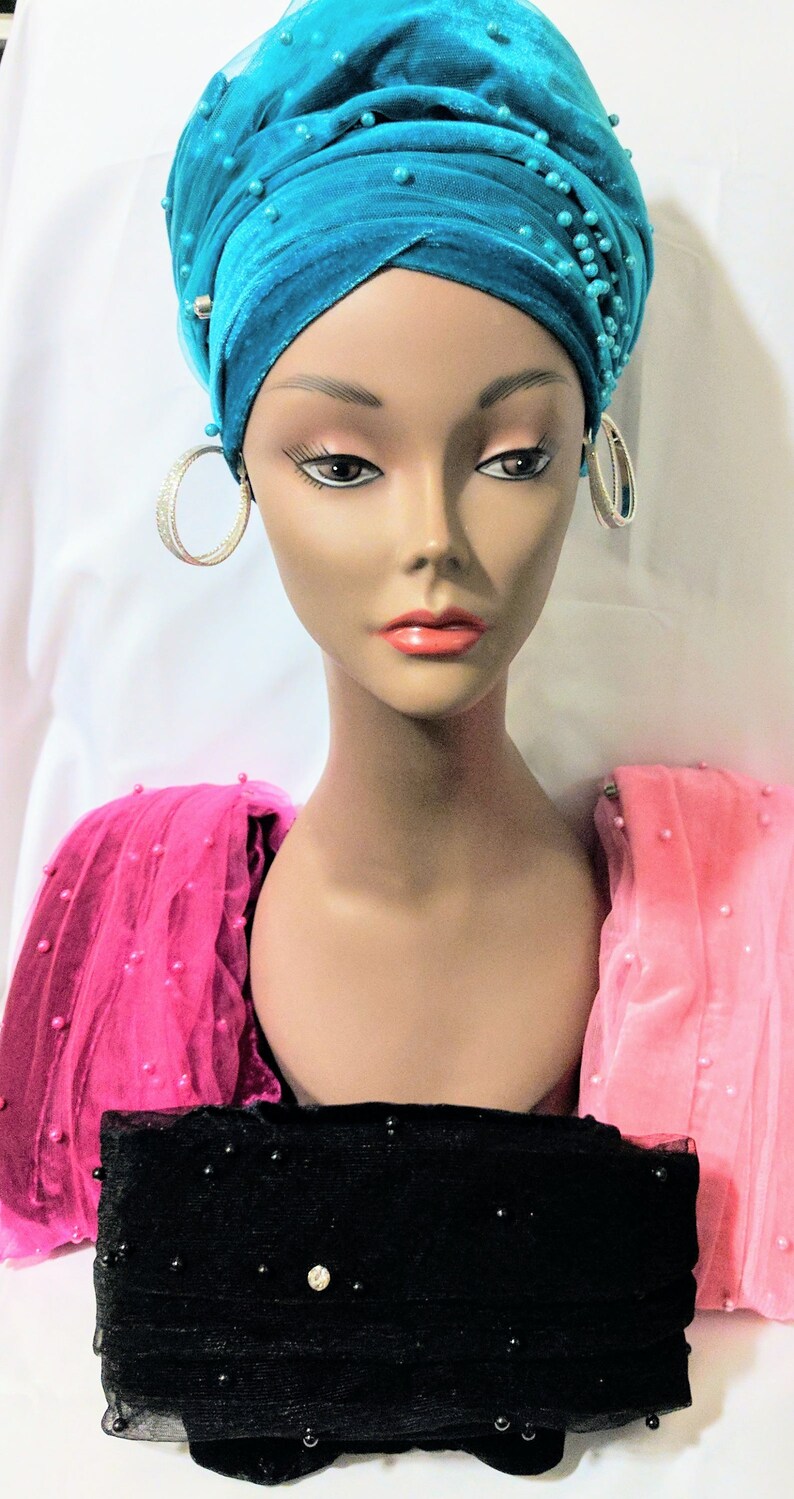 Double-handed Lacey Beaded Turban - Etsy